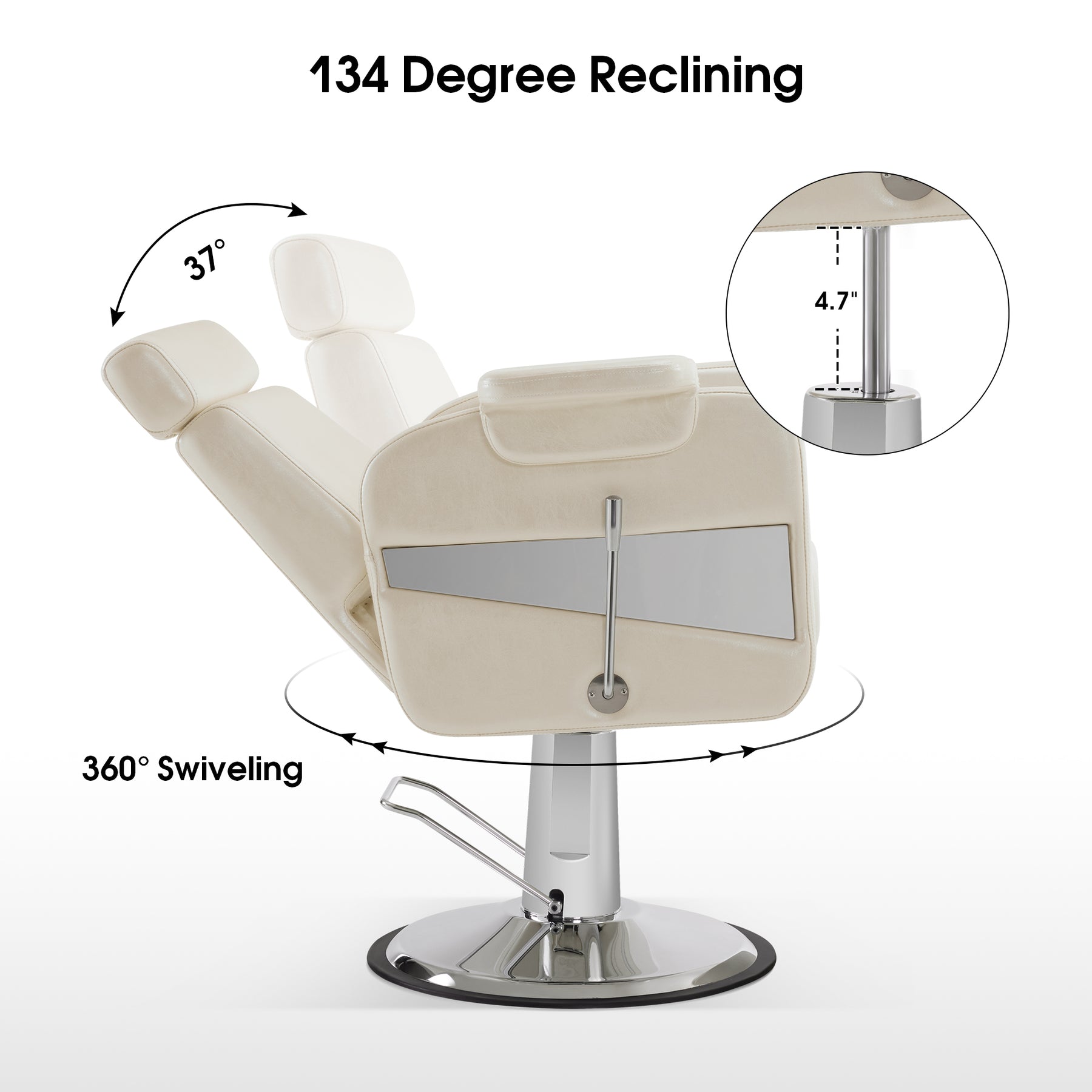 BarberPub All Purpose Barber Chair With Removable Footrest, Reclining ...