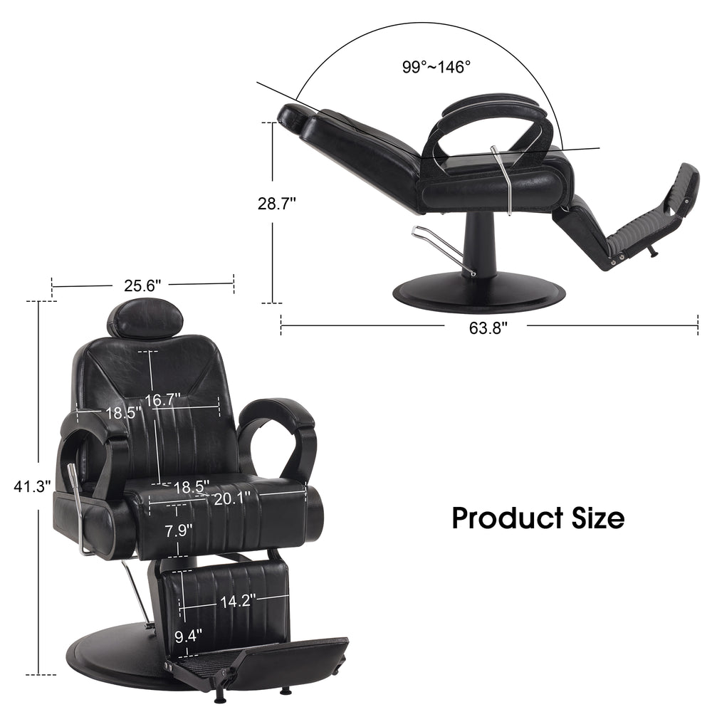 BarberPub All Purpose Barber Chair,Reclining Hair Stylist Salon Chair