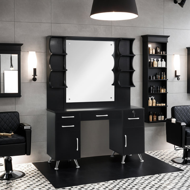 BarberPub Vanity Set with Mirror Make up Table Spa Styling Station 314