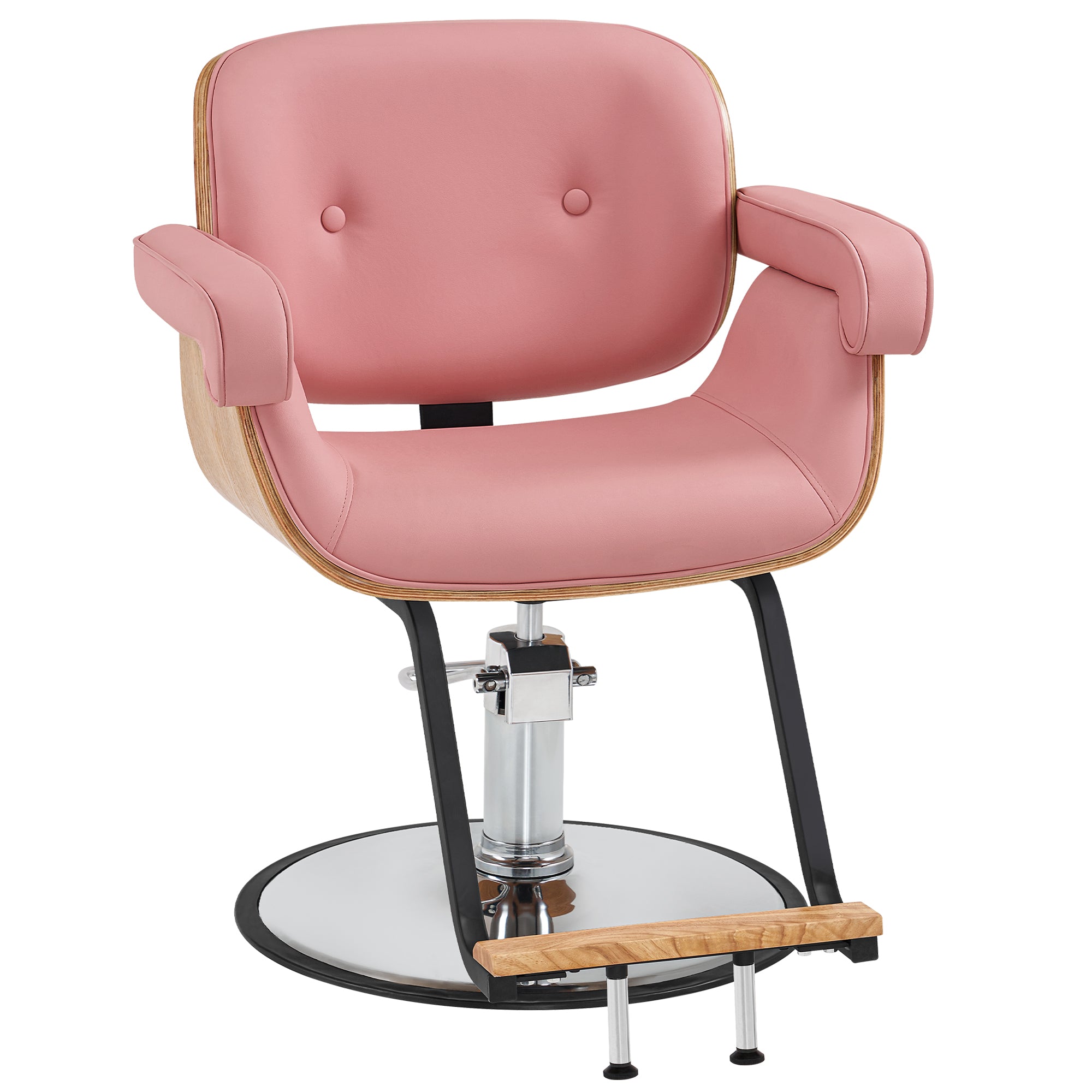 BarberPub Wooden Swivel Salon Chair for Hair Stylist, Hair Styling Cha ...