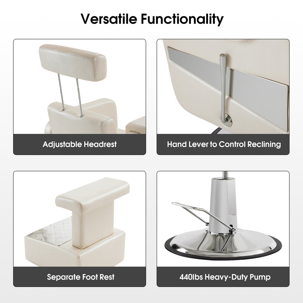 BarberPub All Purpose Barber Chair With Removable Footrest, Reclining ...