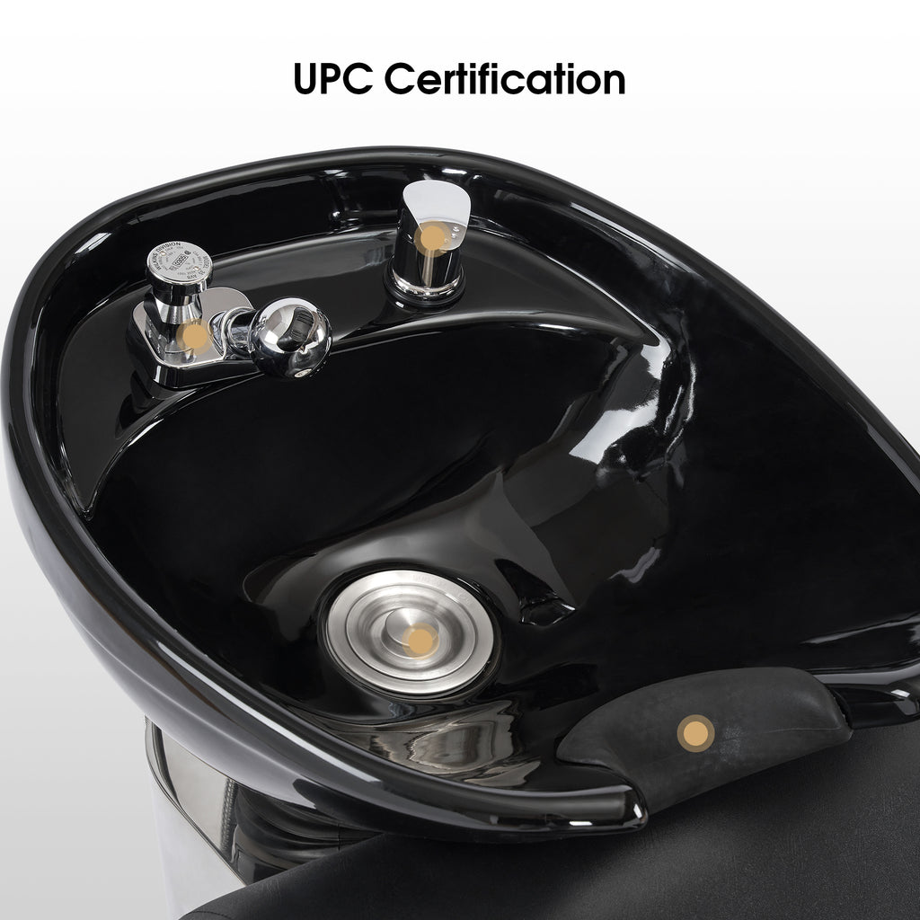 BarberPub Ceramic Bowl Backwash Shampoo Chair, Adjustable Shampoo Sink ...