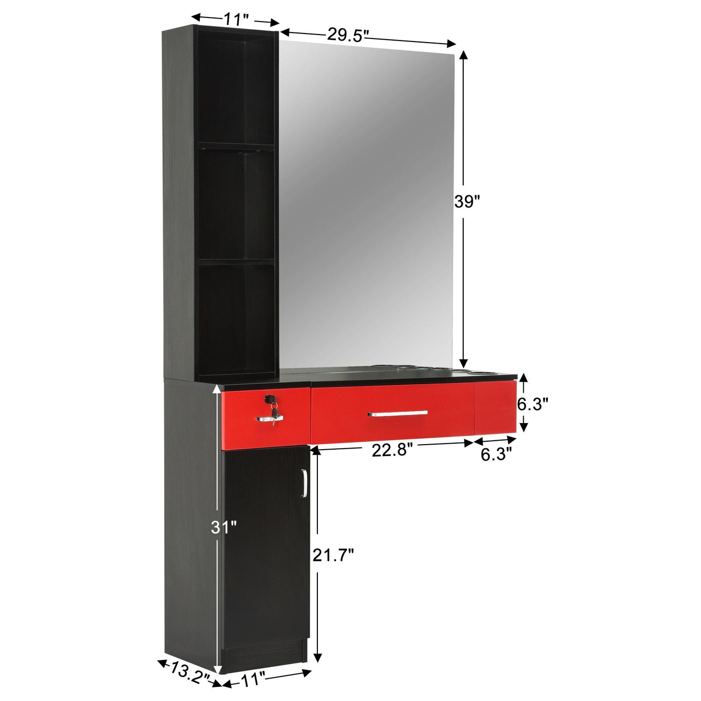 BarberPub Wall Mount Hair Styling Barber Station with Mirror Beauty Sa ...