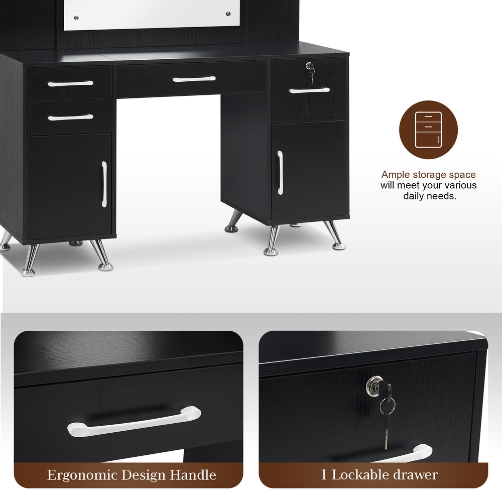 BarberPub Vanity Set with Mirror Make up Table Spa Styling Station 314